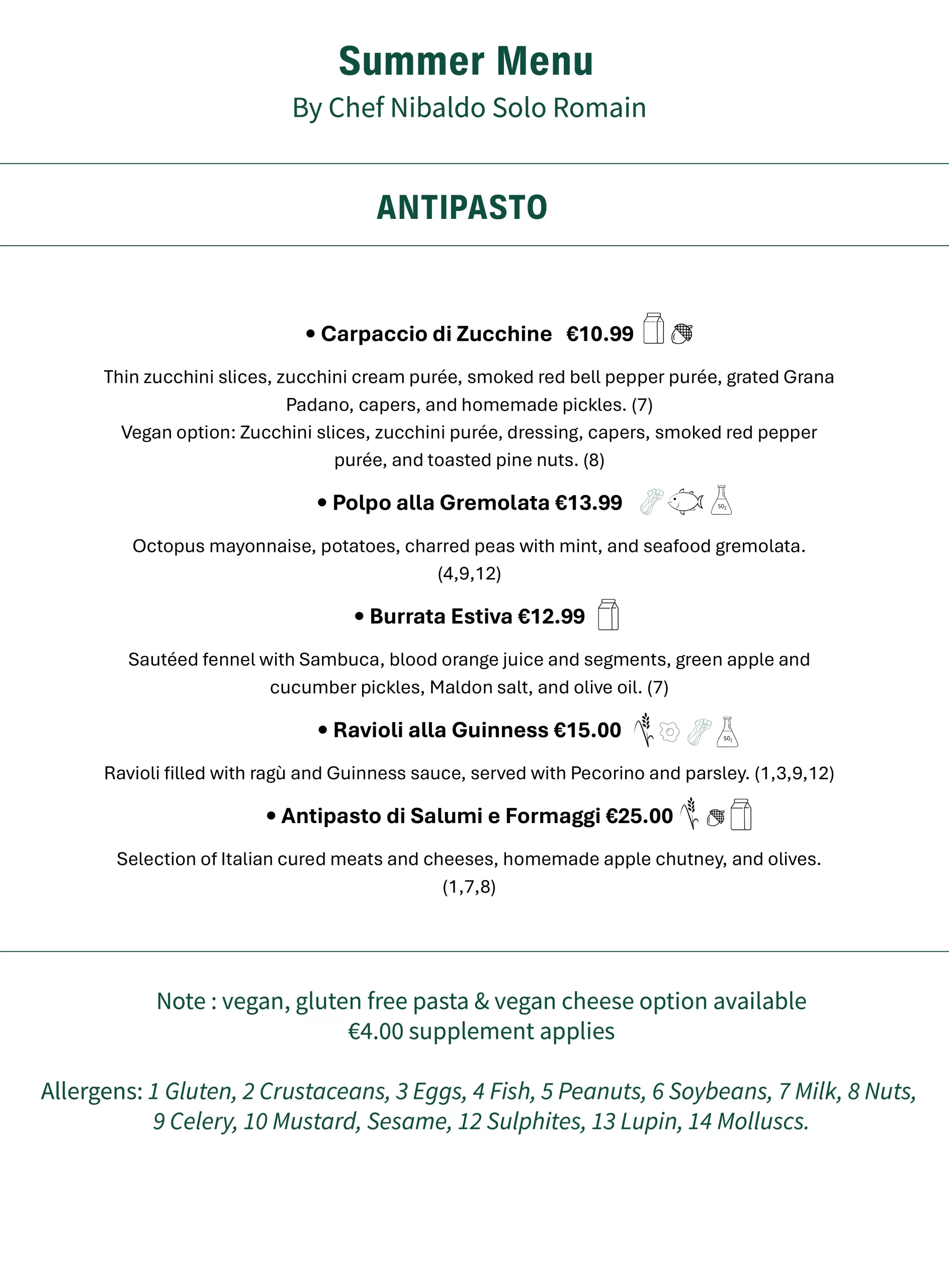 Menus - Piano Piano Restaurant